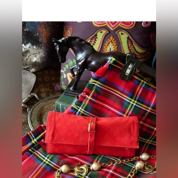 Lederer | Bags | Rare Vintage Lederer Paris Red Suede Travel Accessory ...